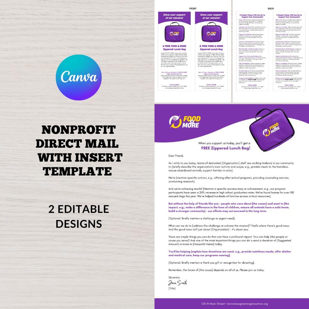 Nonprofit Direct Mail Appeal Letter Canva Template With Gift Insert - Etsy