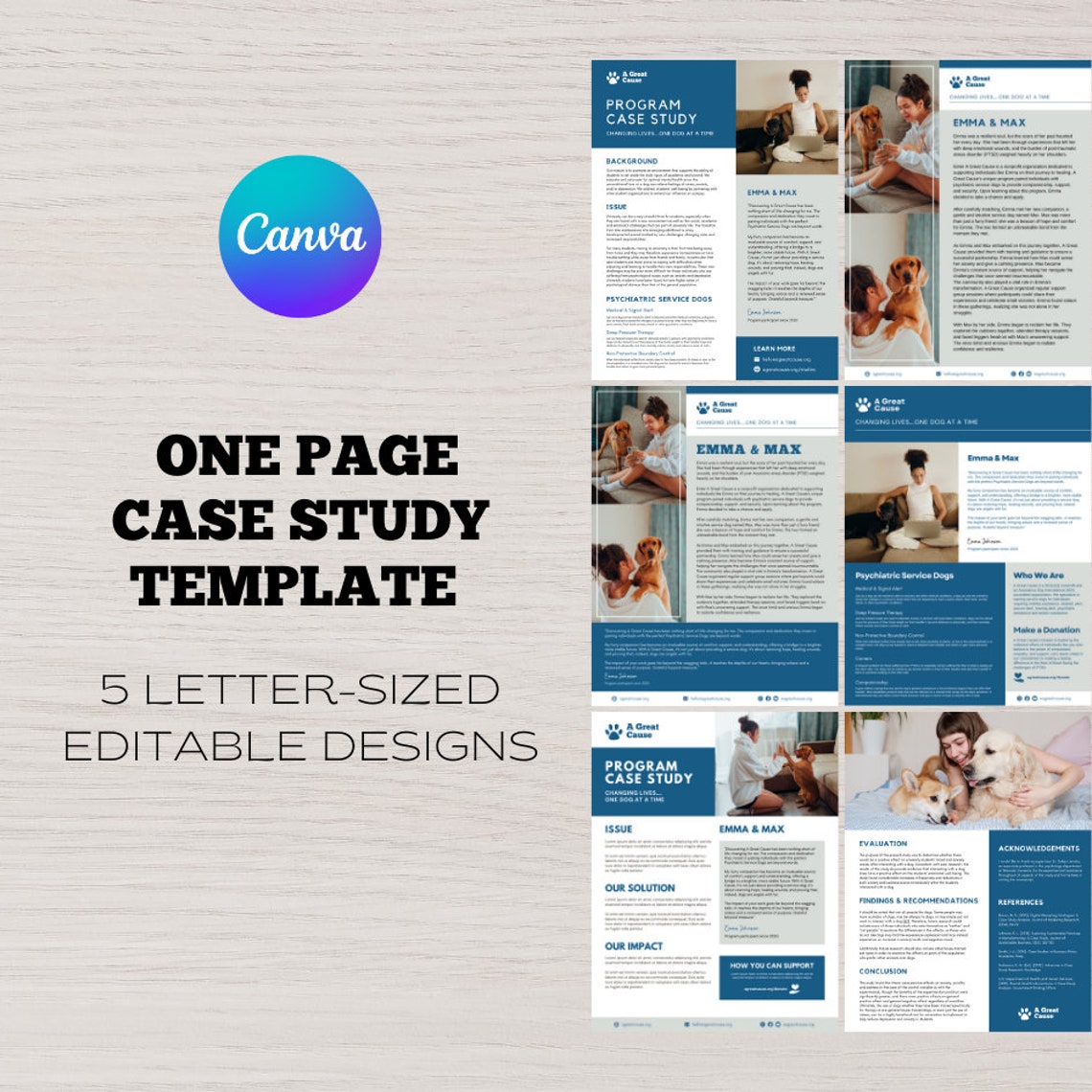 5 Nonprofit One Page Case Study Letter-sized Canva Template | Nonprofit ...