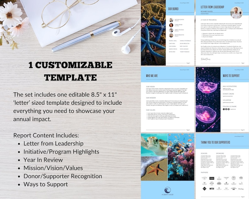 1 Nonprofit Annual Impact Report Letter-sized Canva Template ...