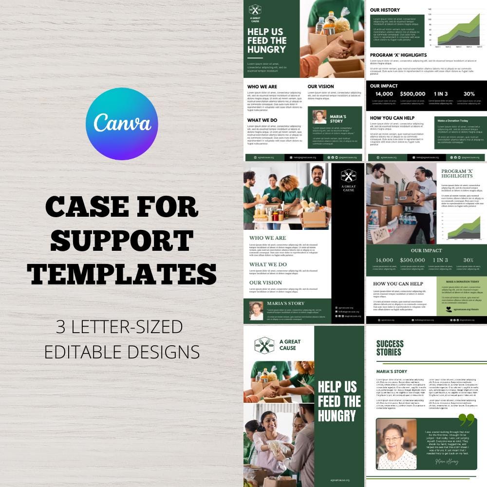 3 Nonprofit Case for Support Letter-sized Canva Template | Case ...