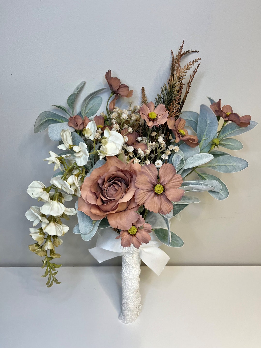 Delilah Artificial Bouquet- Rose, Baby's Breath Spray, Cosmo Spray ...