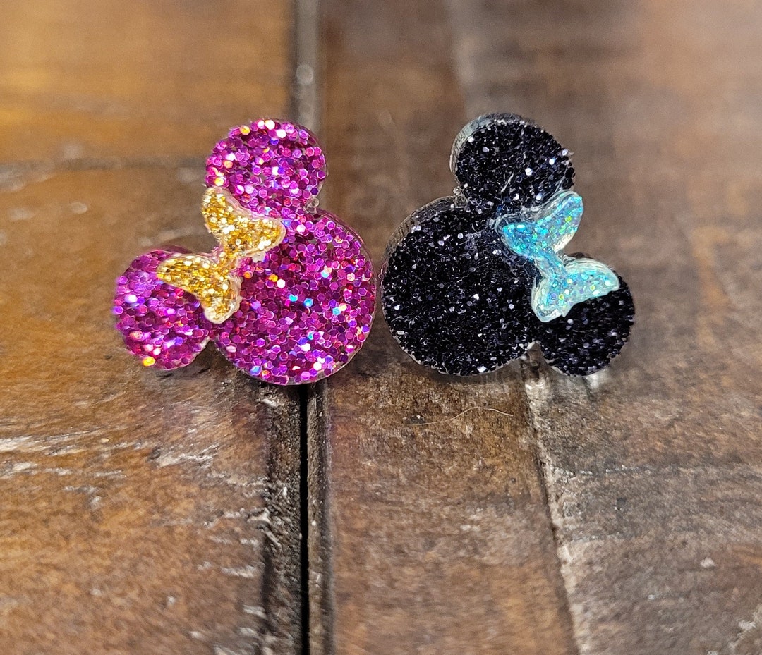 Minnie Mouse Glitter Stud Earrings - Etsy
