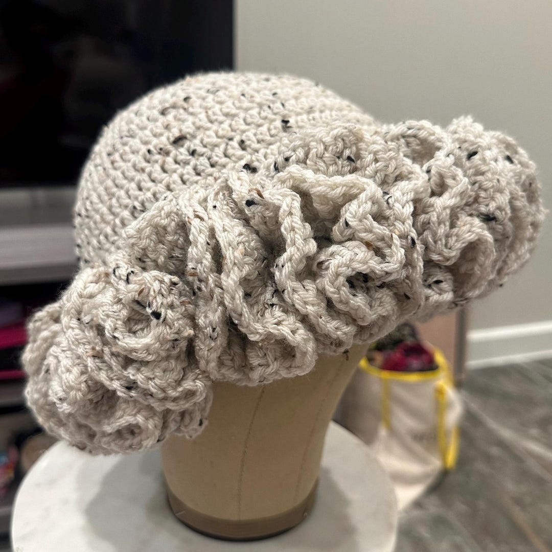 Crochet Ruffle Hat, Ruffle Bucket Hat, Crochet Bucket Hat, Large ...