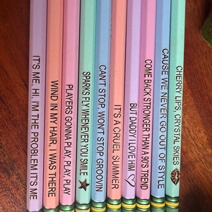 Set of 10 Ticonderoga Pencils With Taylor Swift Songs - Etsy