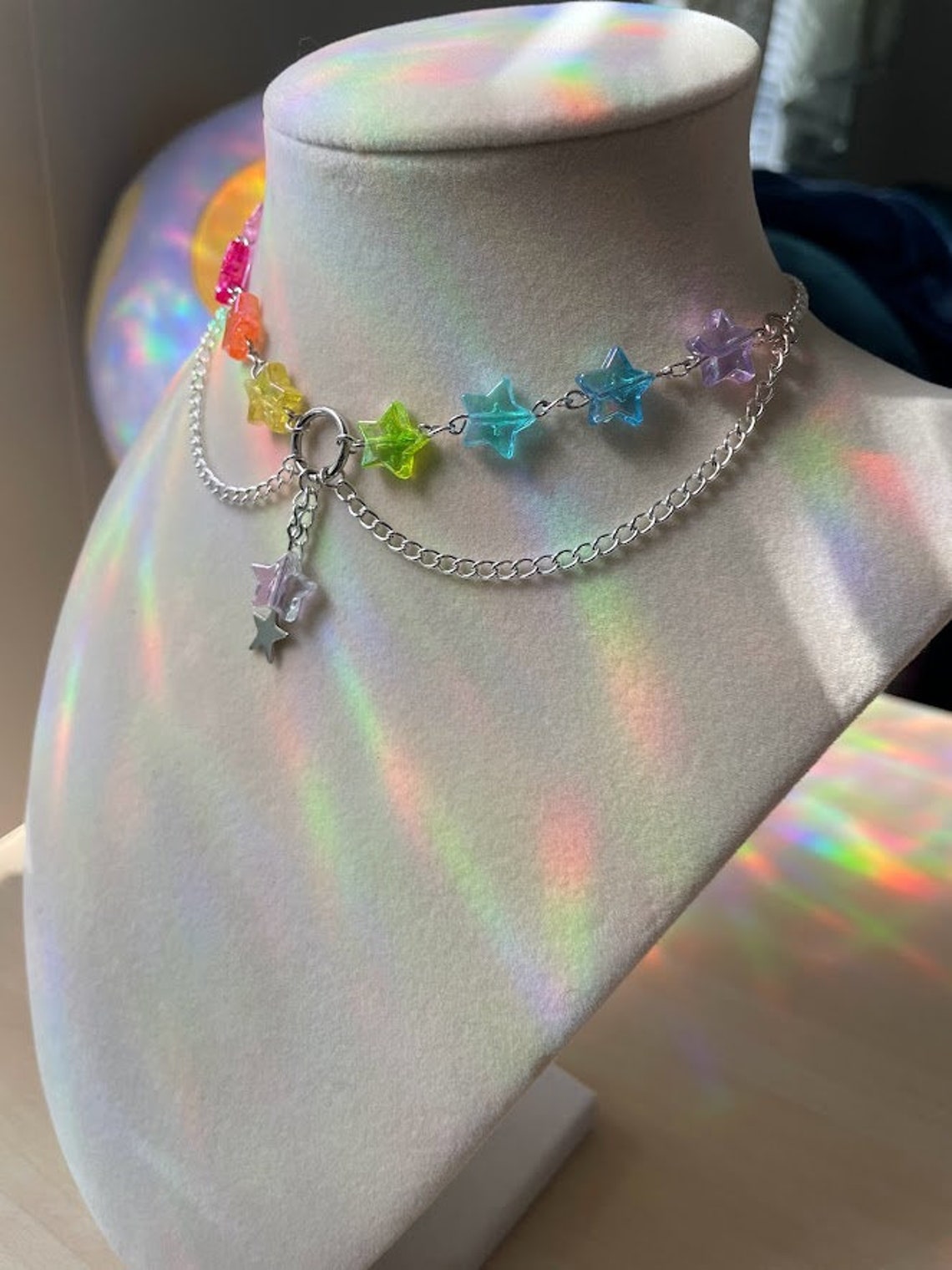 Rainbow Star Necklace, Rave Jewelry and Accessories - Etsy