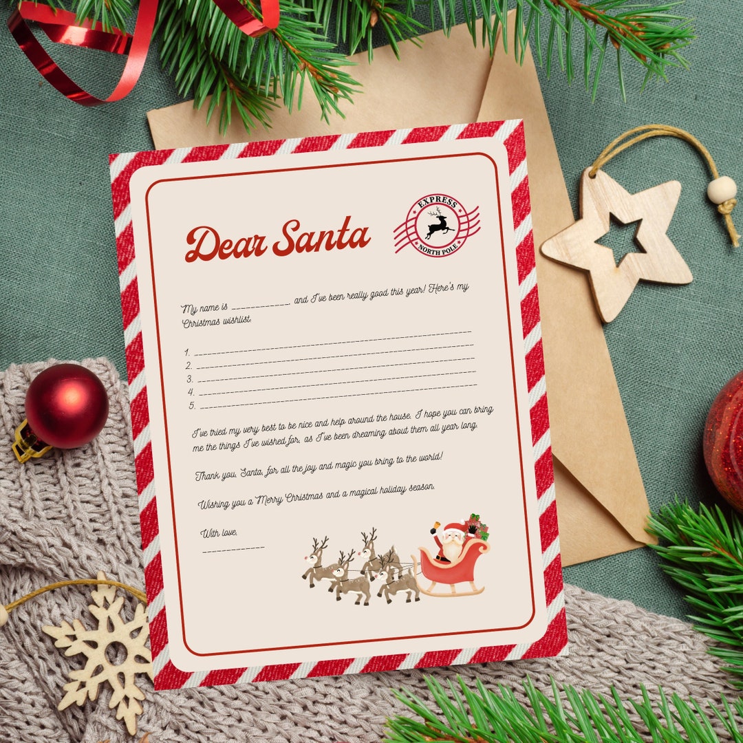 Dear Santa Template, Letter to Santa Claus, Christmas Wish List ...