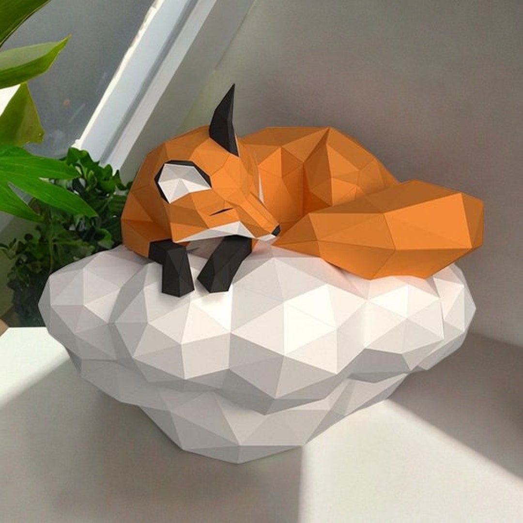 Fox Paper Craft Template, Papercraft Origami Low Poly , Digital Files ...