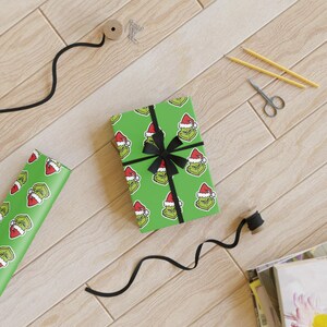 Wrapping Paper the Grinch Minimal Holiday Gift Wrap Roll - Etsy