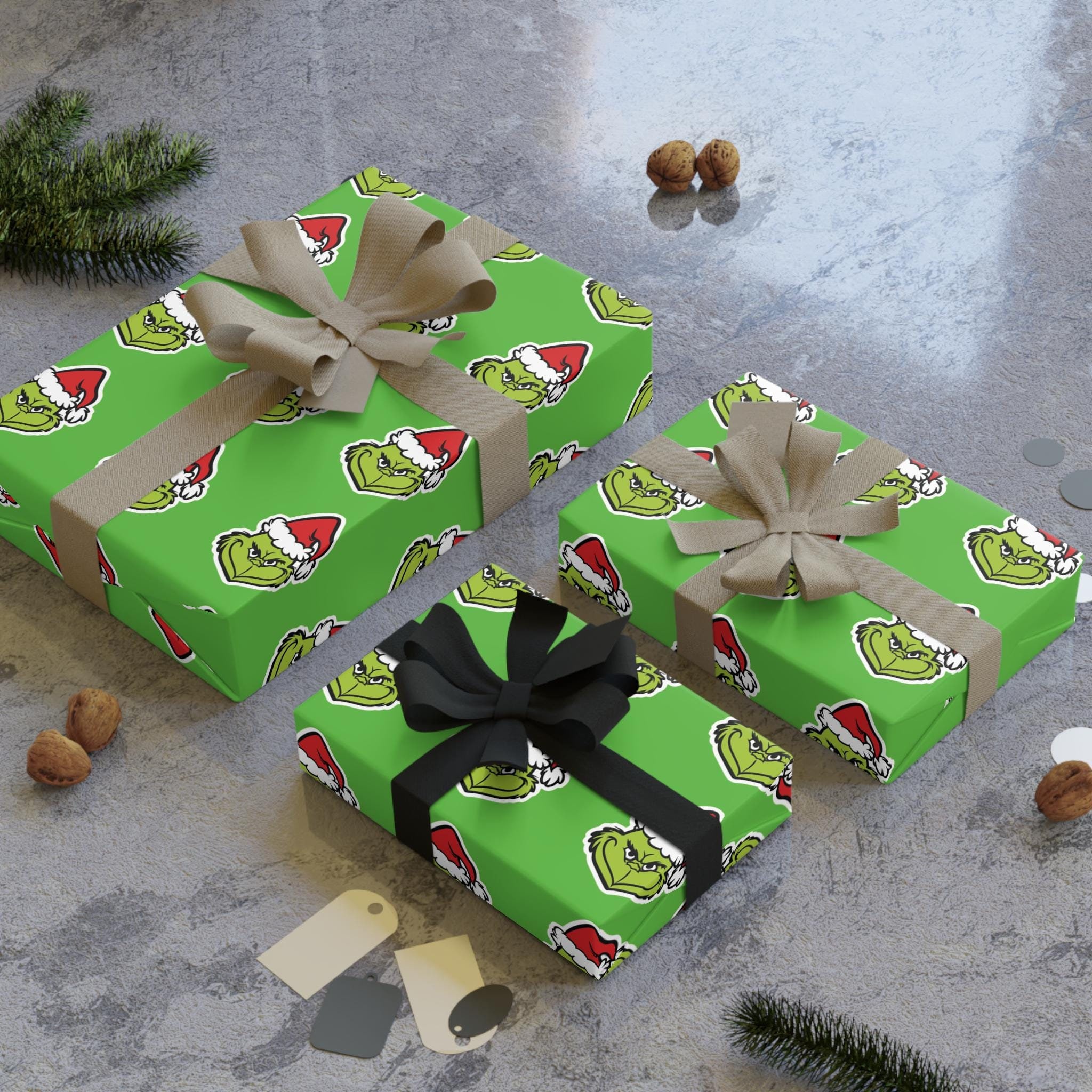 Wrapping Paper the Grinch Minimal Holiday Gift Wrap Roll - Etsy