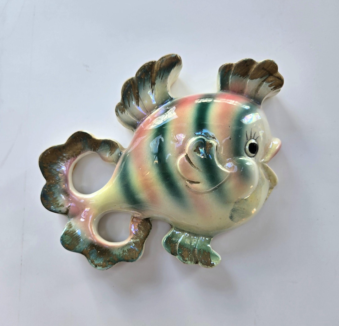Vintage Bradley Striped Fish Wall Pocket Vase, Japan, Ceramic, Home ...
