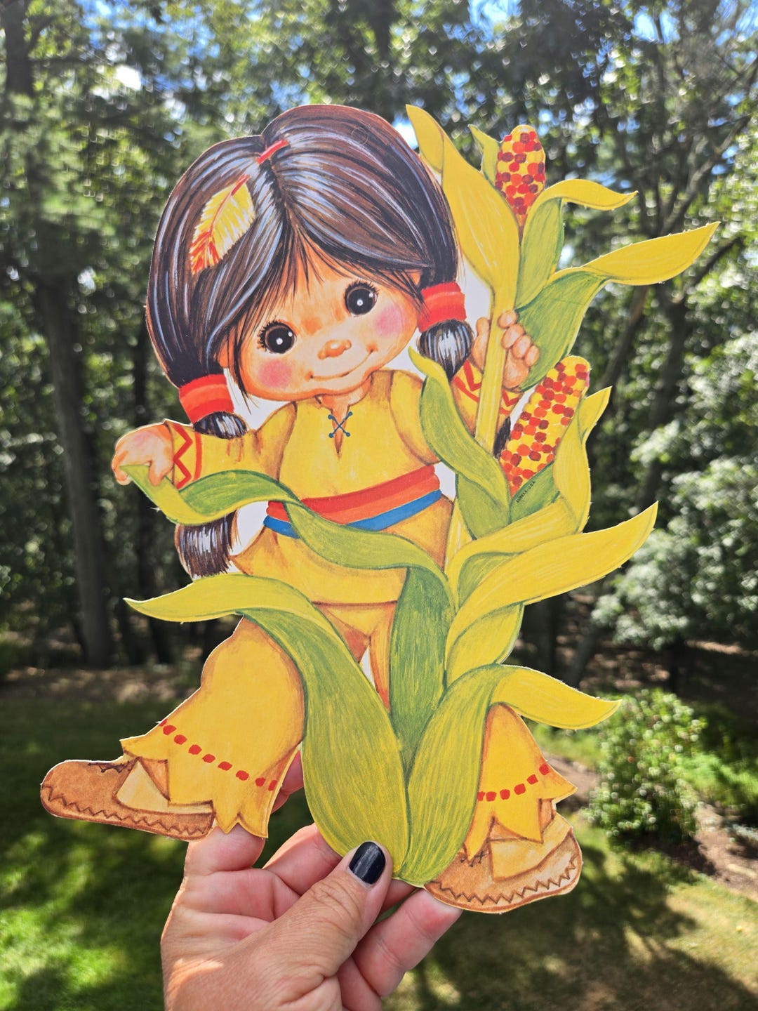 Vintage Native American Indian Girl Die Cut Paper Decoration ...