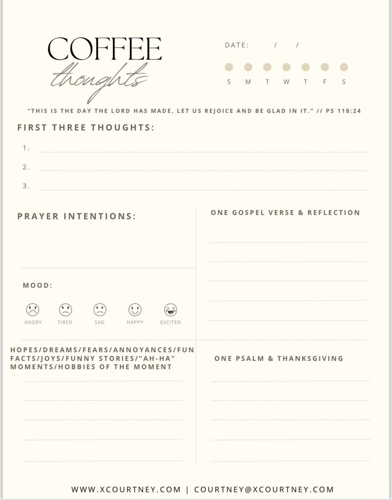 Coffee Thoughts - Journal Template for Daily Use - Etsy