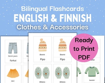 30 Emotions Flashcards in English and Finnish, Bilingual Flashcards for ...