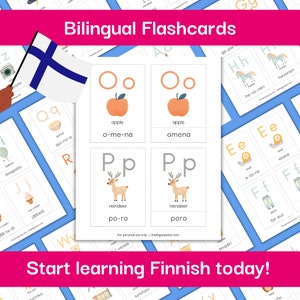 Finnish Alphabet Flashcards, Bilingual Flashcards in English and ...