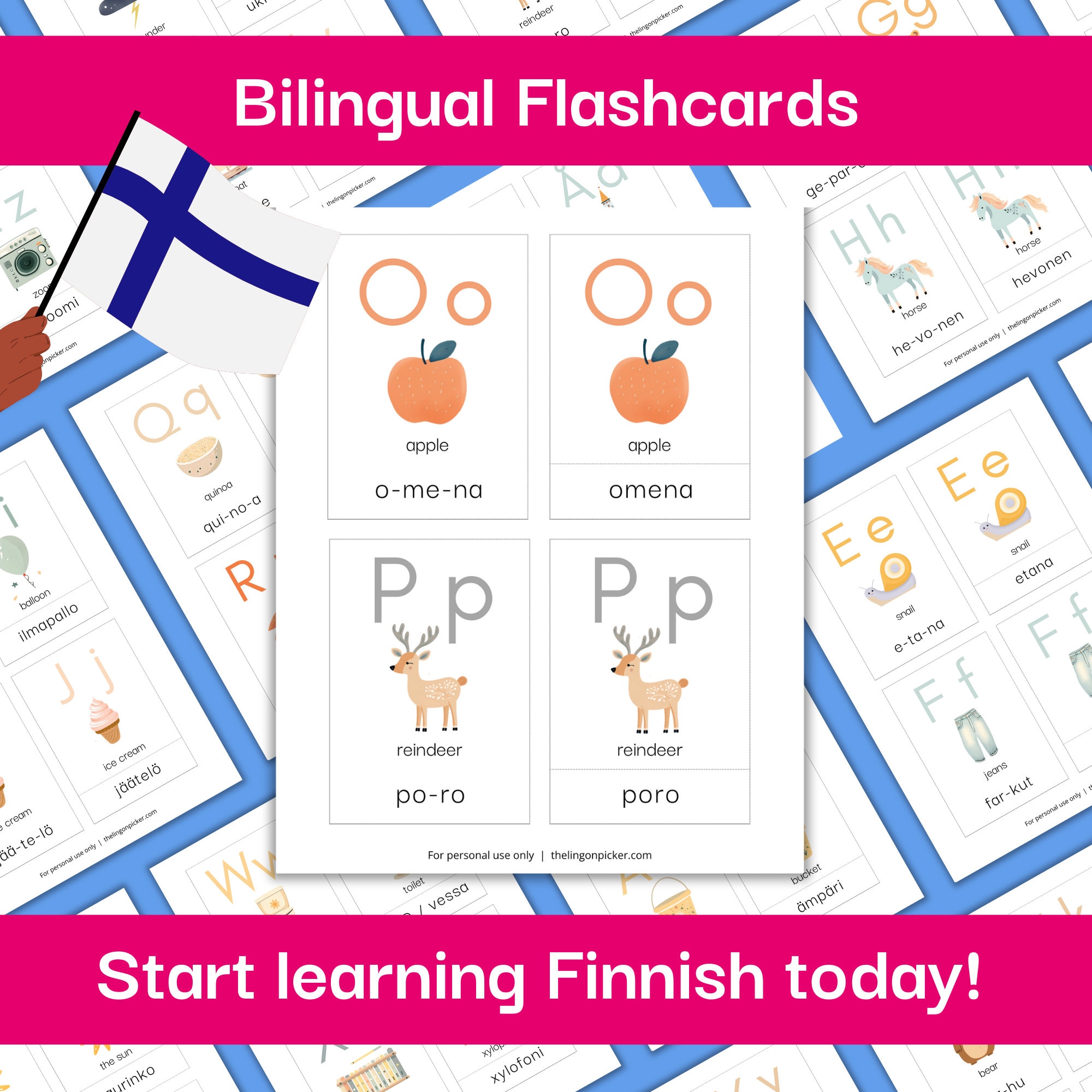 Finnish Alphabet Flashcards, Bilingual Flashcards in English and ...
