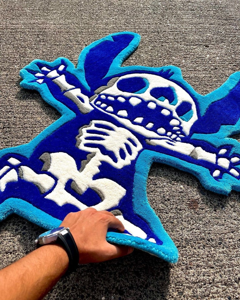 The Stitch Skeleton Rug / Tufted Rug / Cartoon Rug - Etsy