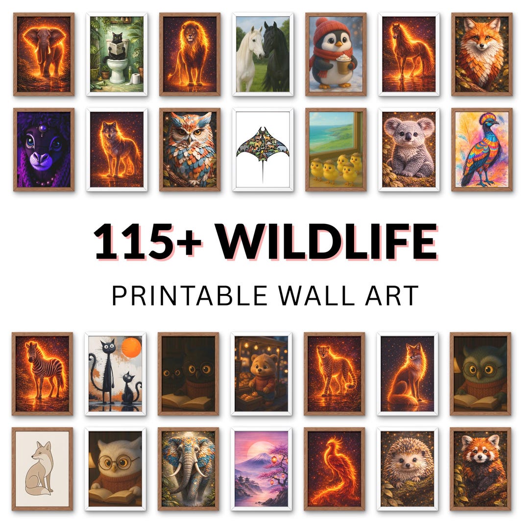 Wildlife Printable Wall Art Bundle Safari and Woodland Animal Decor ...