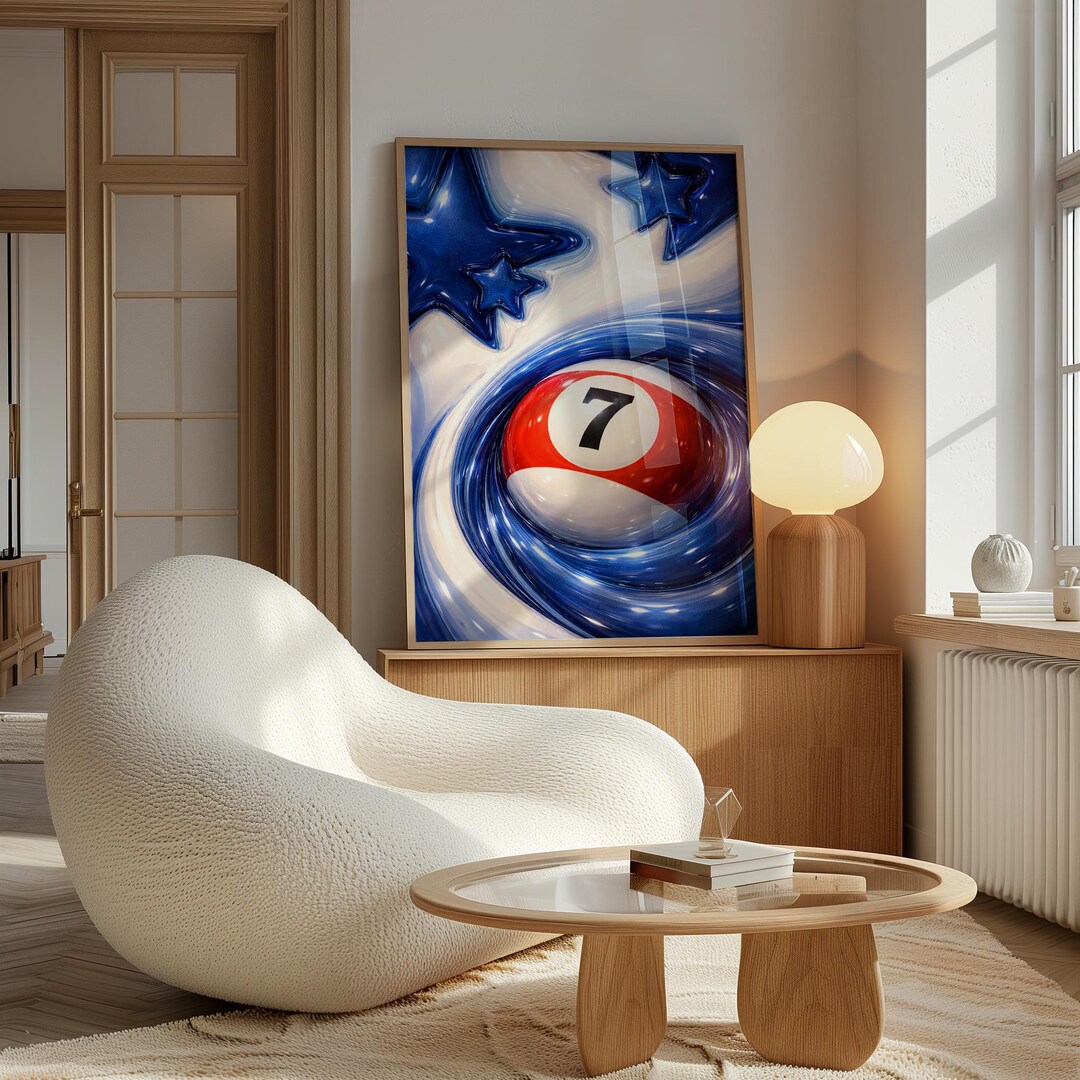 Number 7 Abstract Wall Art Print, Modern Star Decor for Game Room - Etsy