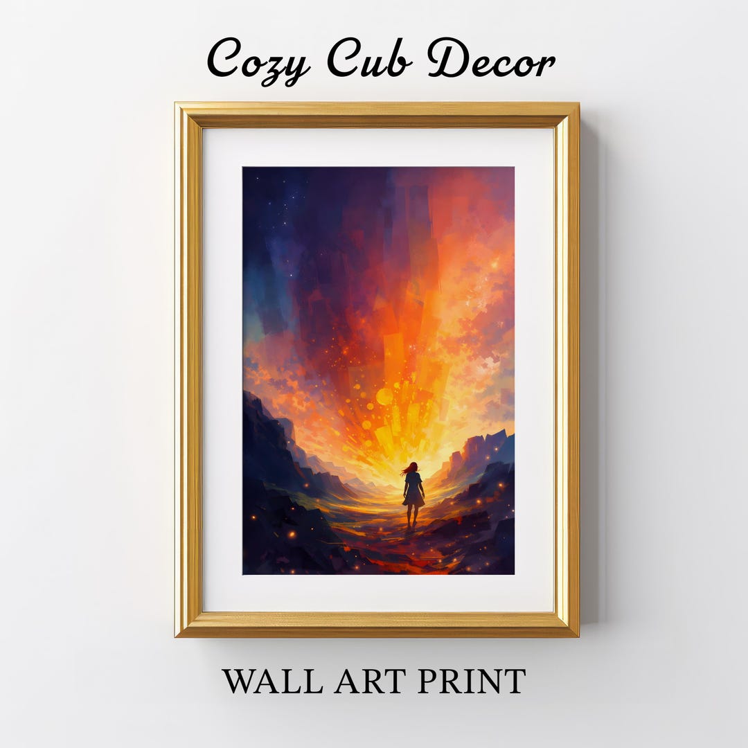 Inspirational Fantasy Landscape Wall Art Print, Sunset Journey ...