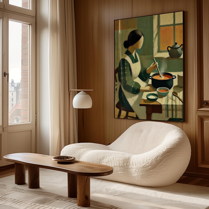 Cottagecore Kitchen Art, Woman Cooking Print, Cozy Farmhouse Wall Decor ...