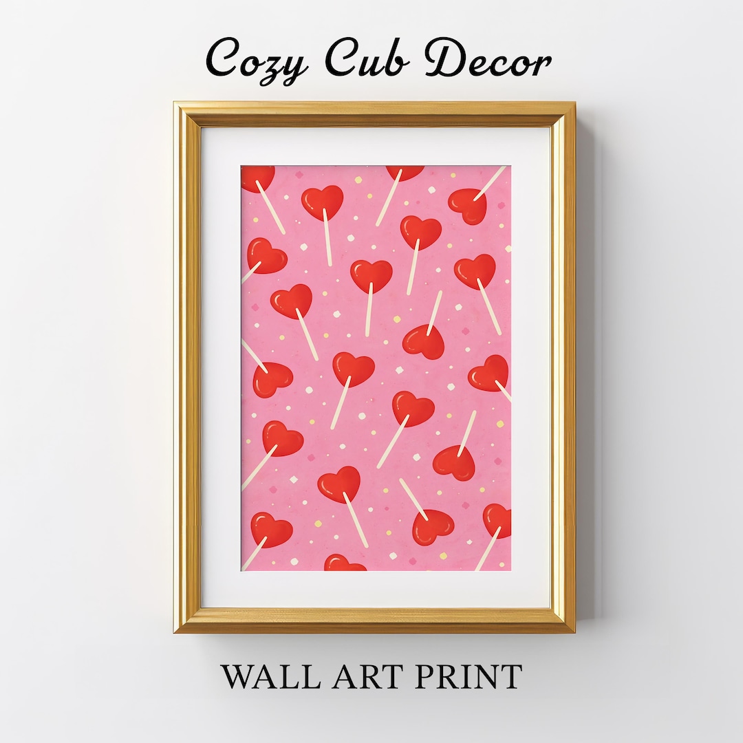 Heart Lollipop Print, Valentine's Day Candy Pattern (digital Download ...