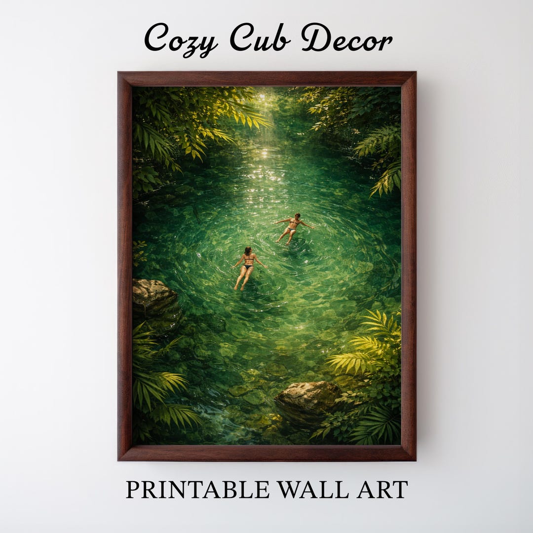 Tropical River Print, Green Jungle Swimming Hole (digital Download) - Etsy