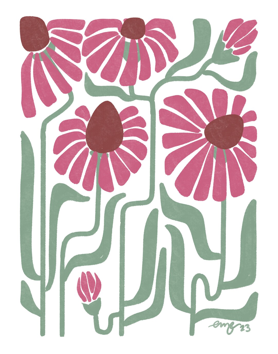 6 Retro Floral Digital Prints - Digital Download for Gallery Wall - Etsy