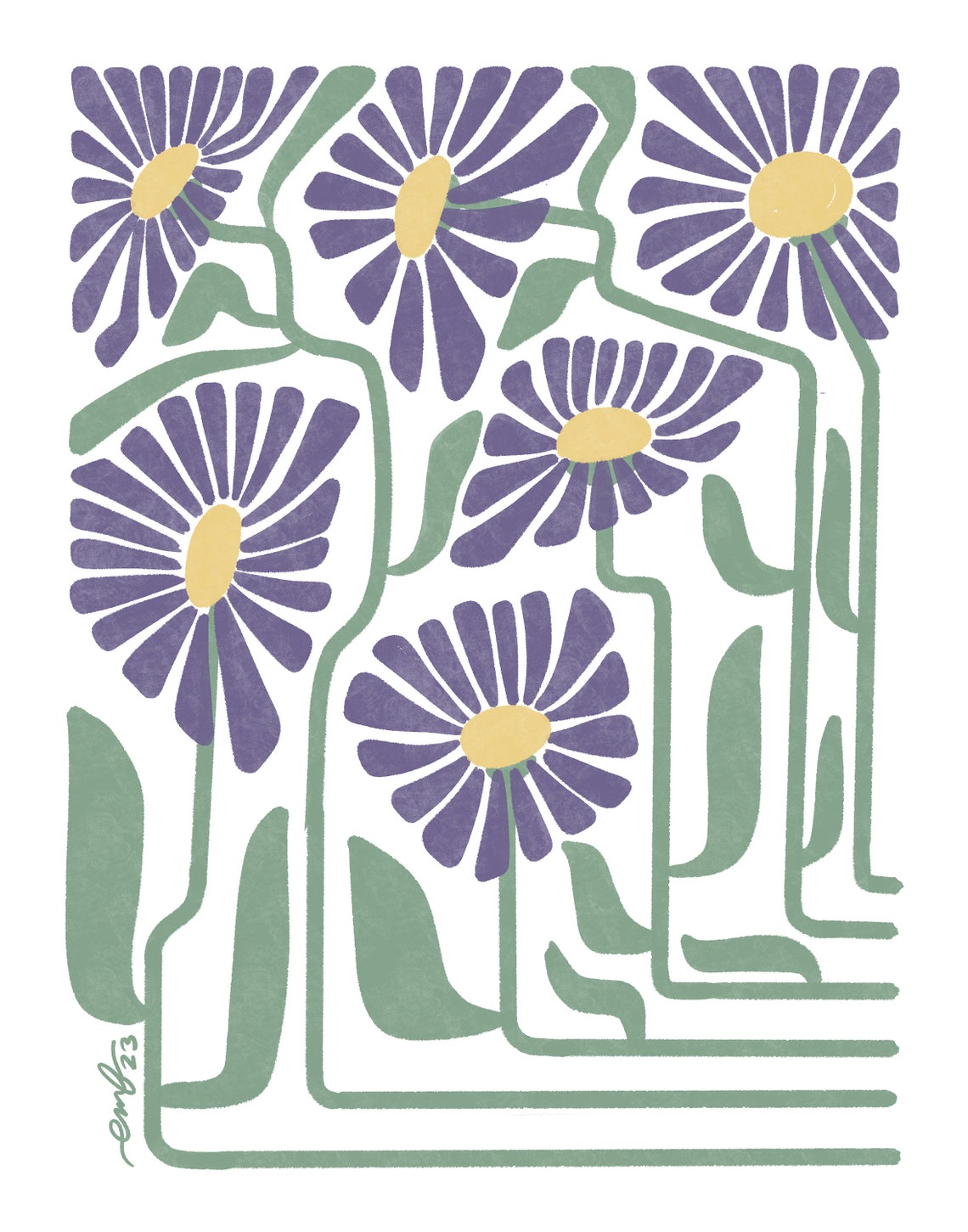6 Retro Floral Digital Prints - Digital Download for Gallery Wall - Etsy