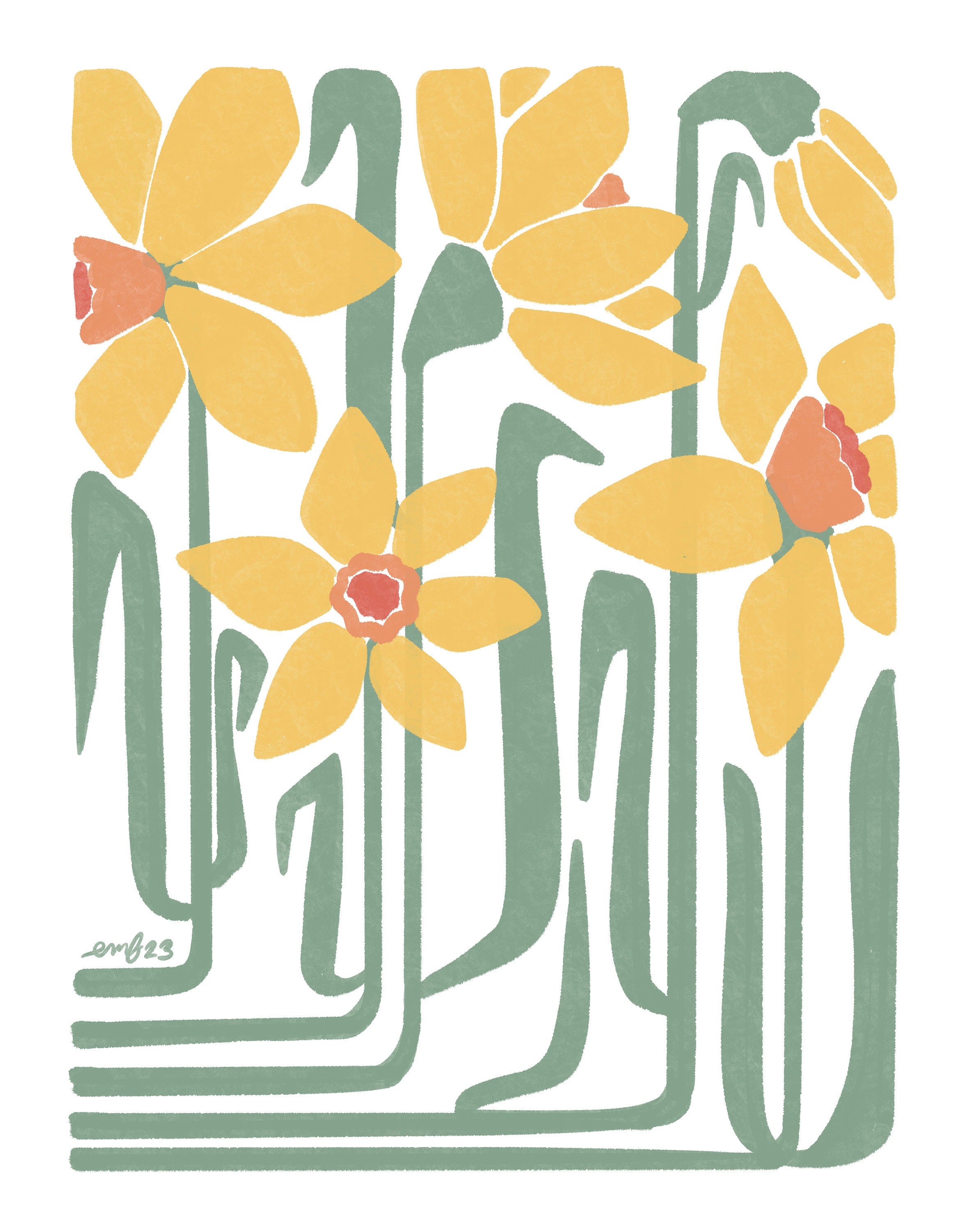 6 Retro Floral Digital Prints - Digital Download for Gallery Wall - Etsy