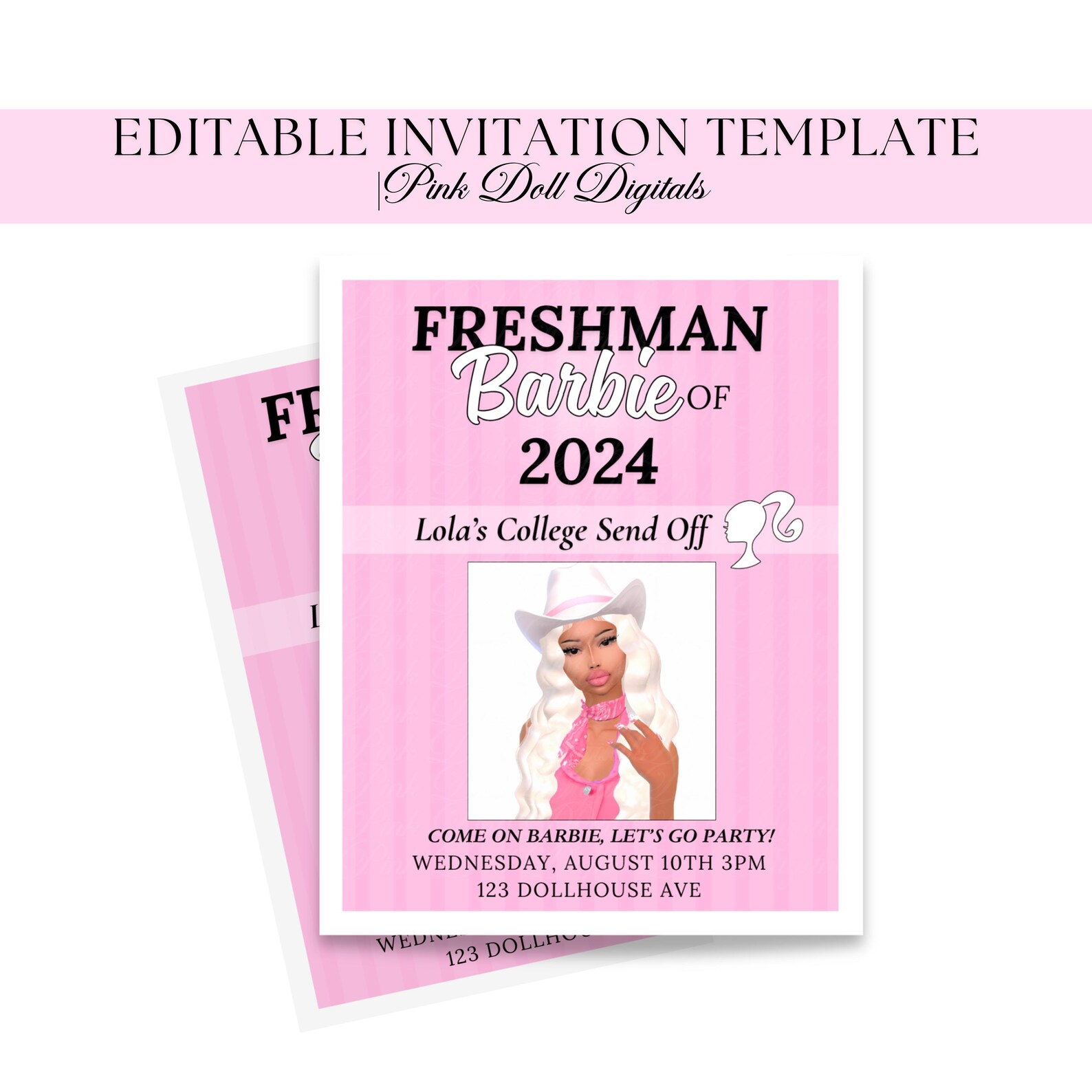 Barbie College Send off Invitation Template, Going Away Party, Trunk ...