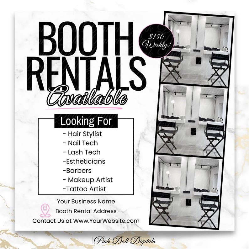 Salon Booth Rental Flyer: Beauty Business Template (editable, Printable ...