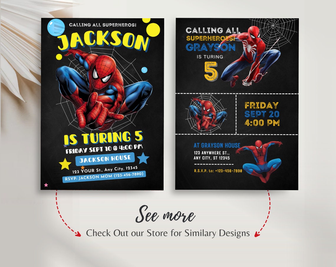 Spiderman Birthday Invitation // Spiderman Party Invite // Editable ...