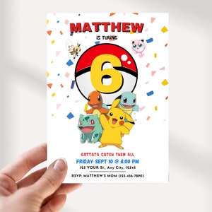 Editable Pokemon Birthday Invitation // Pikachu Party Invite - Etsy