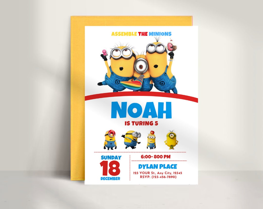 Minions Birthday Invitation // Minion Party Invite // Boys - Etsy