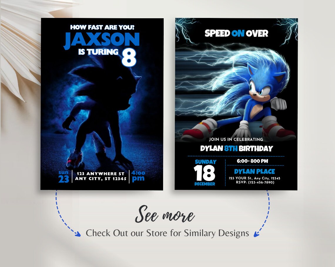 Editable Sonic the Hedgehog Birthday Invitation // Digital Sonic Party ...