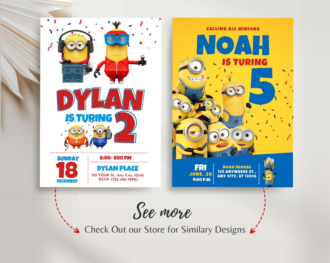 Minions Birthday Invitation // Minion Party Invite // Boys - Etsy
