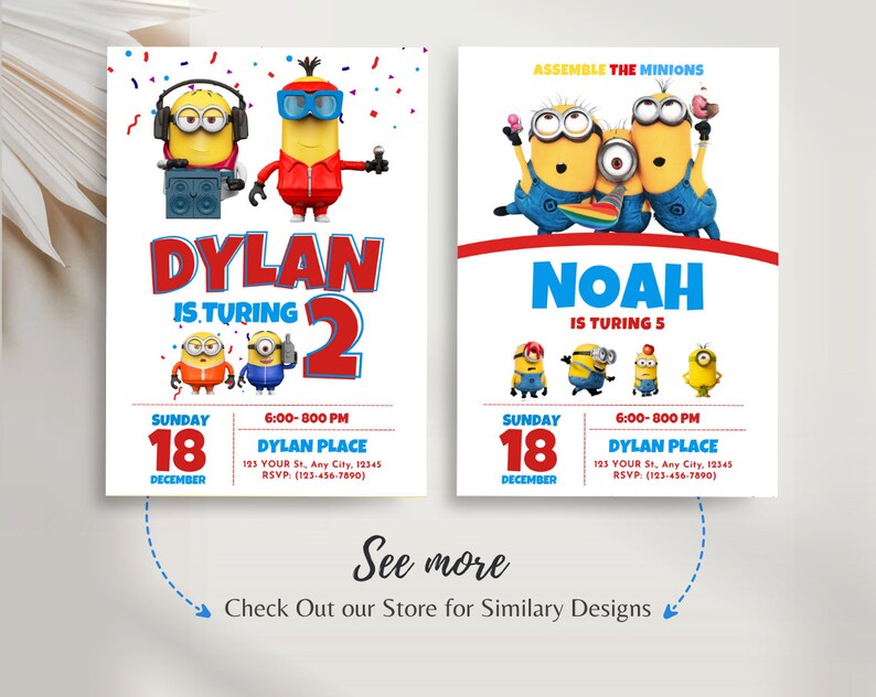 Minions Party Invitation // Minion Birthday Invite // Kids Party Invite ...