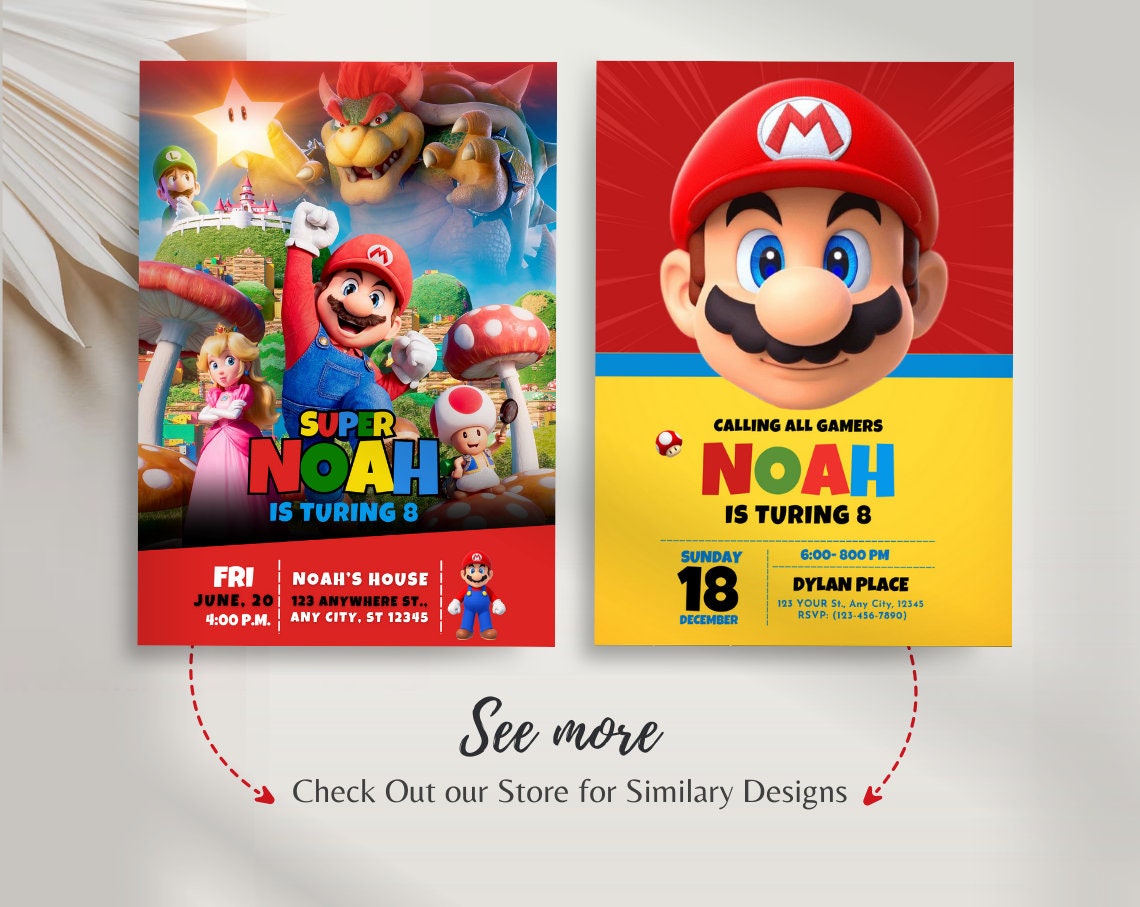 Editable Super Mario Birthday Invitation Mario Invite in Canva, Mario ...