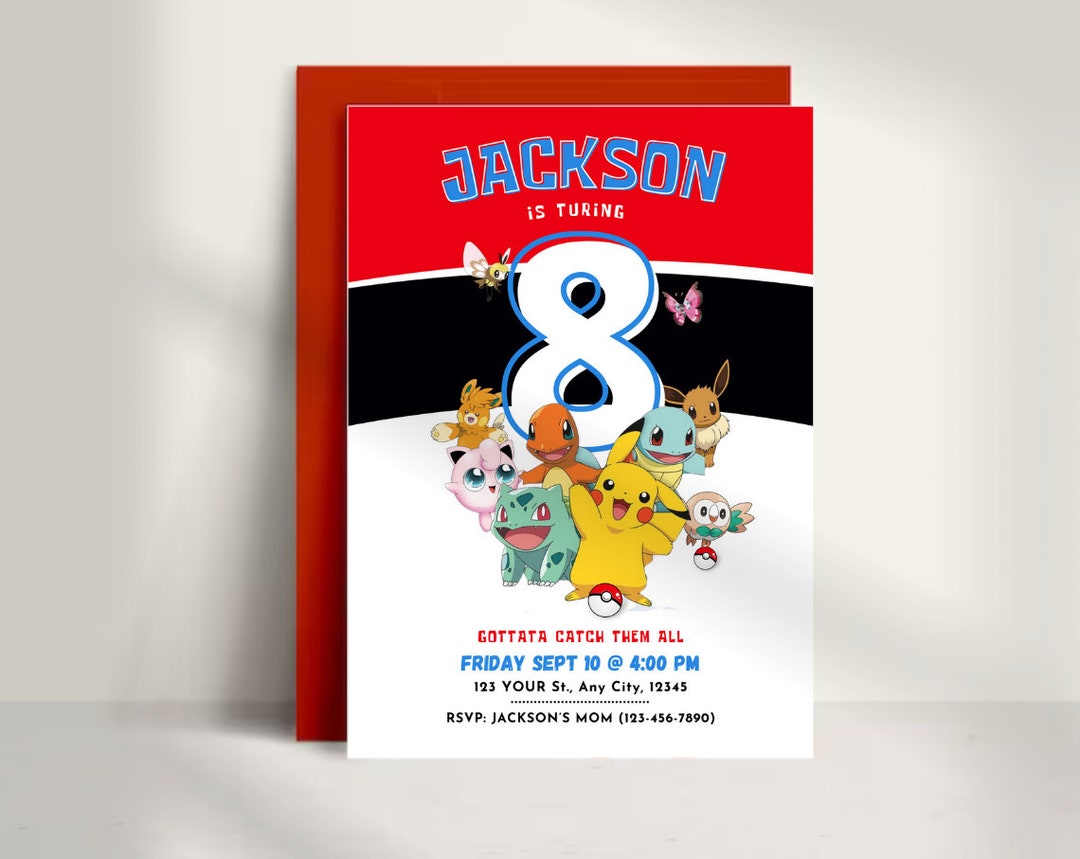 Editable Birthday Invitation Pikachu Invite Pokemon - Etsy