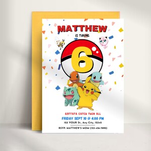 Editable Pokemon Birthday Invitation // Pikachu Party Invite - Etsy