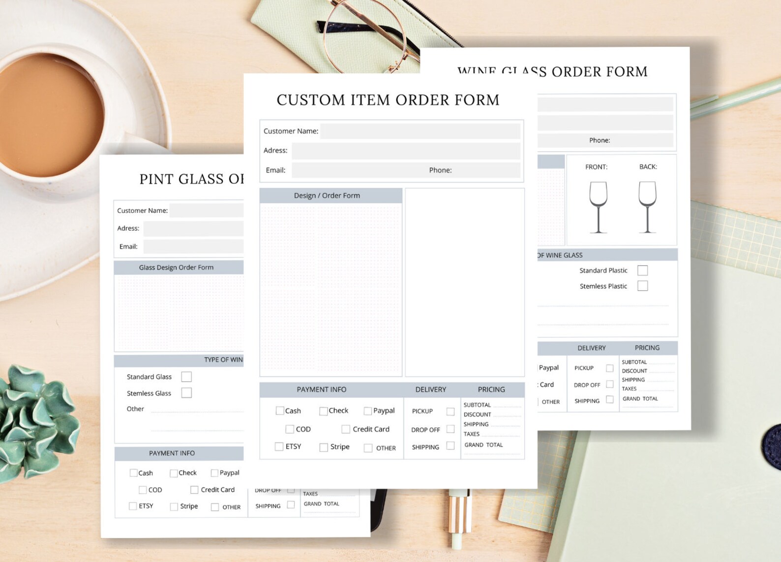 Order Forms Bundle, Order Form Template Editable, Small Business Order ...