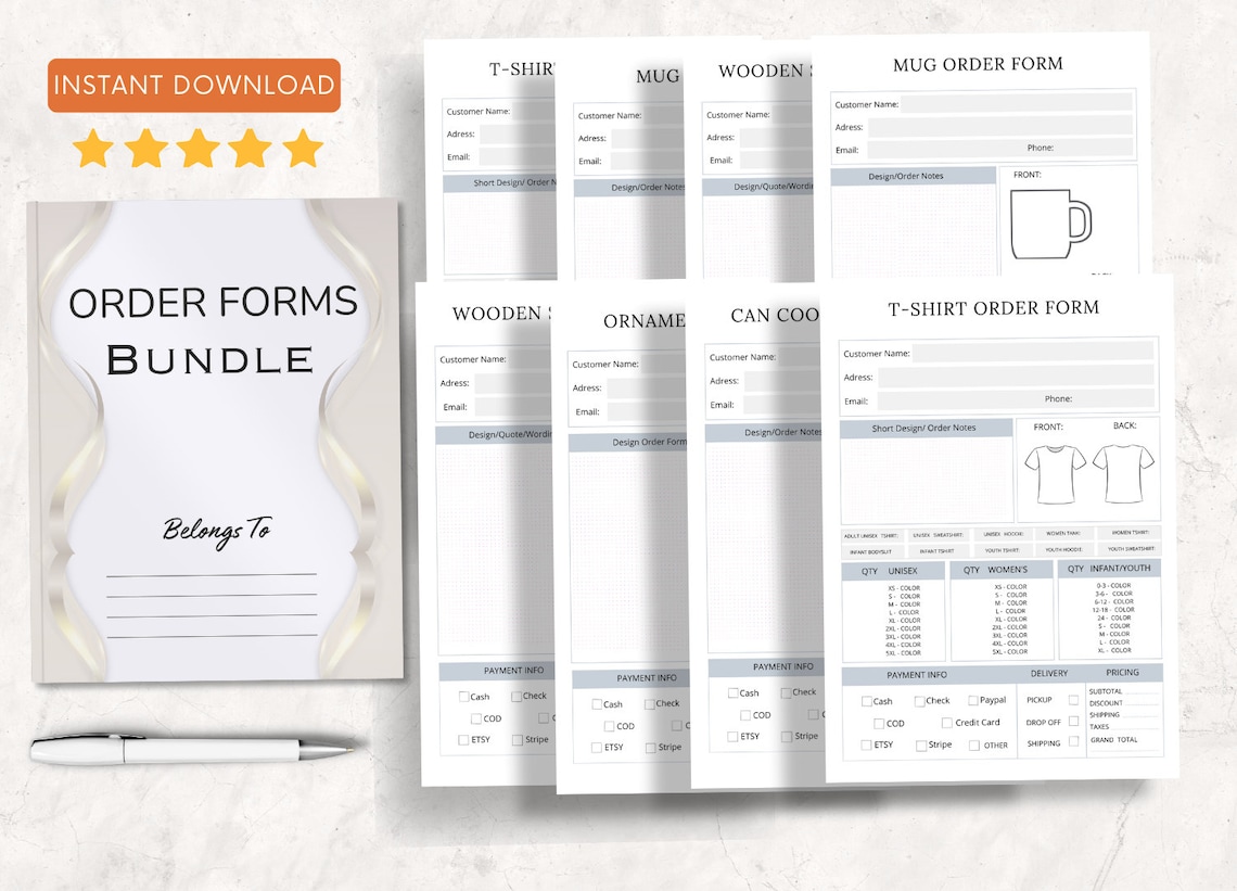 Order Forms Bundle, Order Form Template Editable, Small Business Order ...