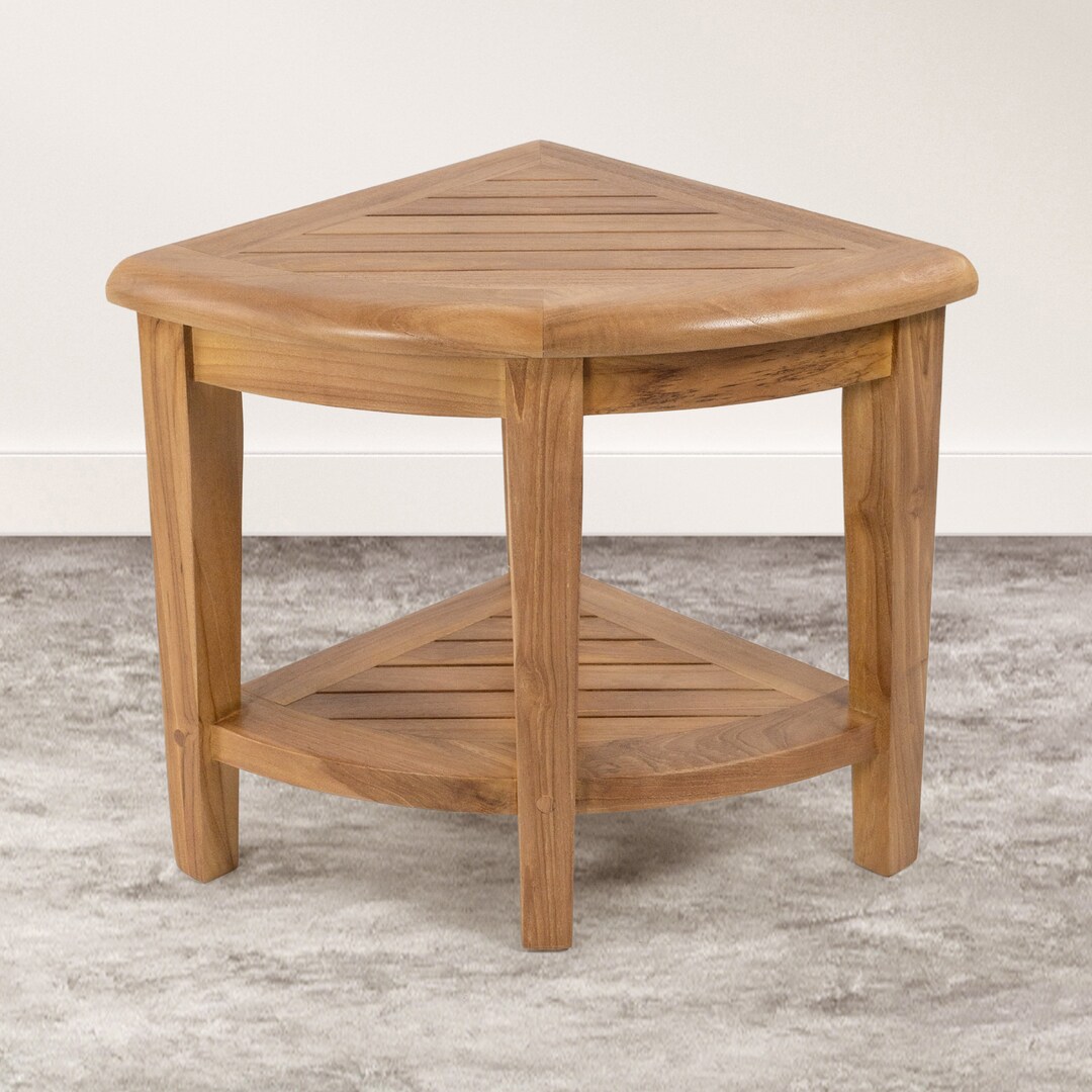 Solid Teak Wooden Shower Bench Bath Stool Waterproof Bathroom - Etsy