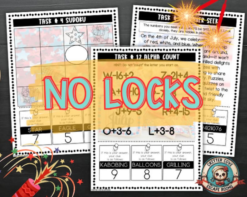 4th of July Printable Escape Room Puzzle Kit for Kids 8-12 ...