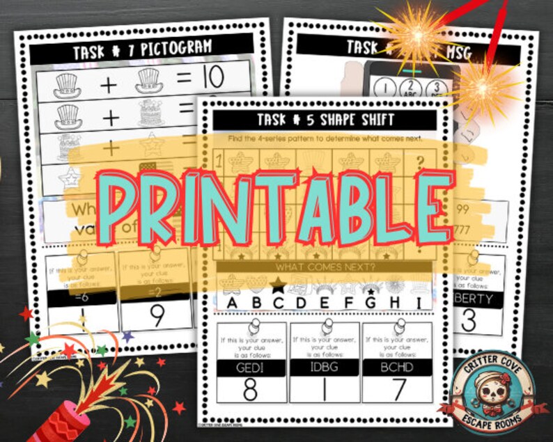 4th of July Printable Escape Room Puzzle Kit for Kids 8-12 ...