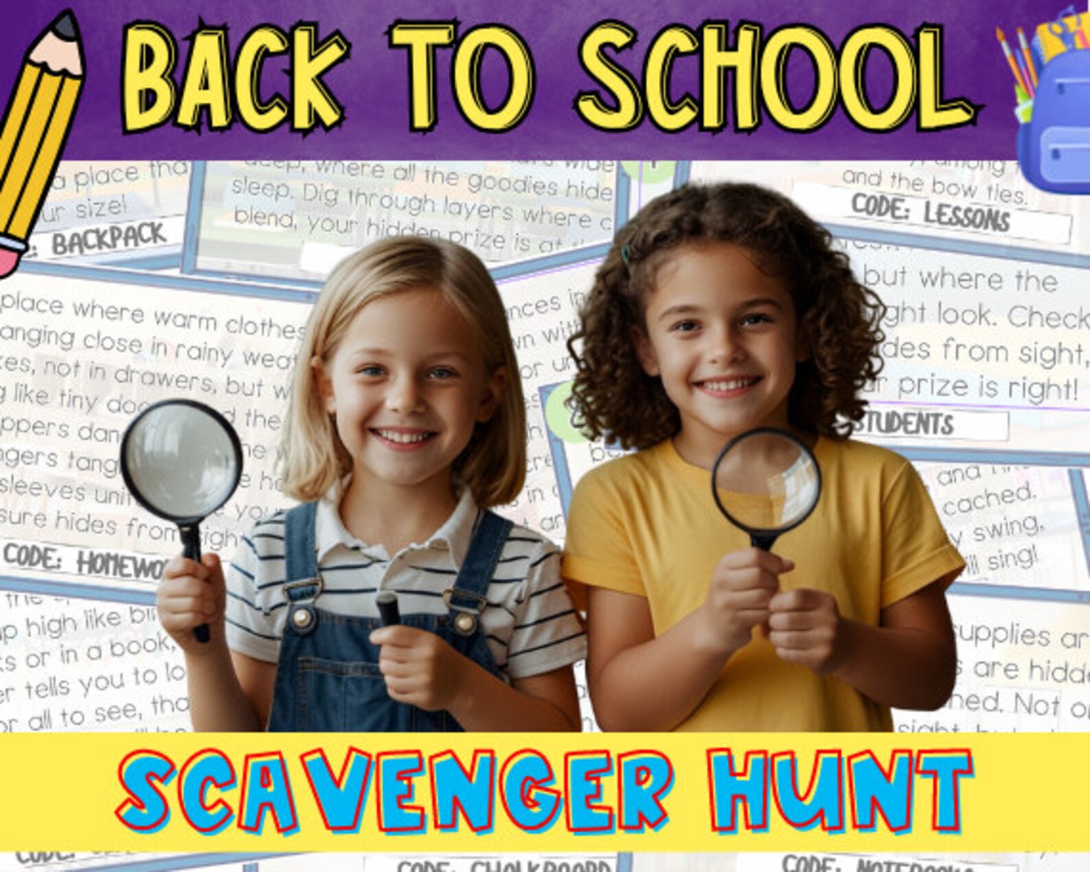 Back to School Printable Scavenger Hunt for Kids Ages 7-10 | First Day ...
