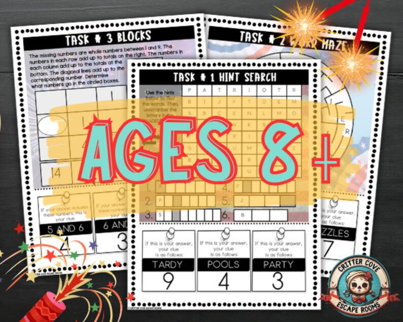 4th of July Printable Escape Room Puzzle Kit for Kids 8-12 ...