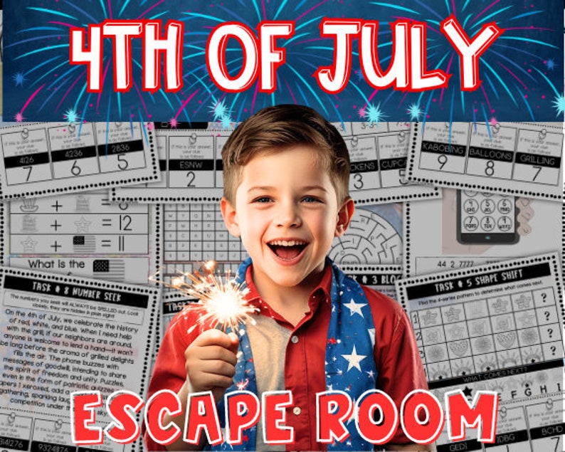 4th of July Printable Escape Room Puzzle Kit for Kids 8-12 ...