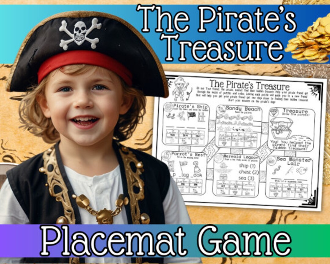 Pirate Party Birthday Decoration Nautical Favor Printable Placemat Maze ...