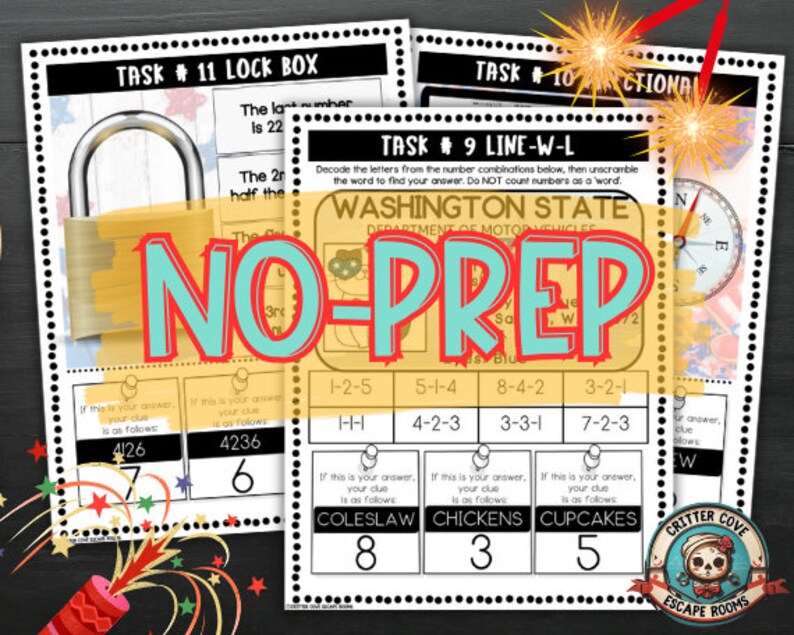4th of July Printable Escape Room Puzzle Kit for Kids 8-12 ...
